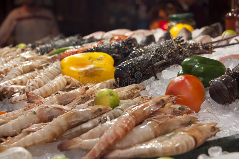 Wide Selection of Fish on Seafood Market Display Stock Image - Image of ...