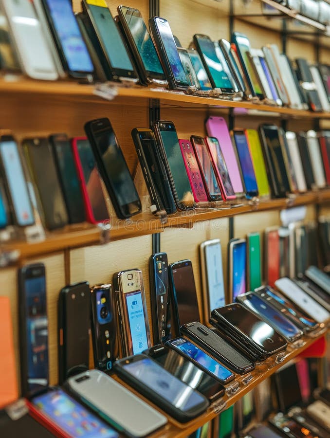 A Wide Selection of Smartphones on Display in a Store, Showcasing ...