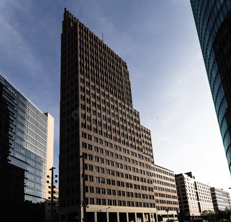 Wide Shot of a Brown High Rise Architectural Building Stock Image ...