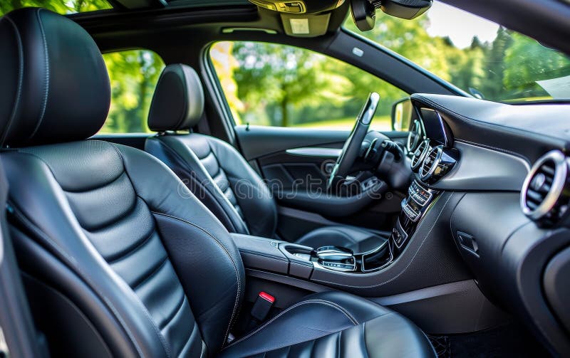 A Wide Shot Captures the Spacious and Luxurious Interior of a Car ...