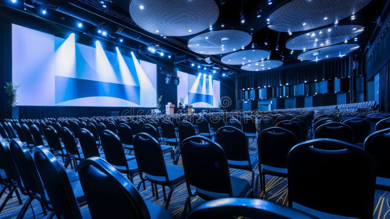 Conference Hall Setup with Rows of Chairs Stock Photo - Image of ...