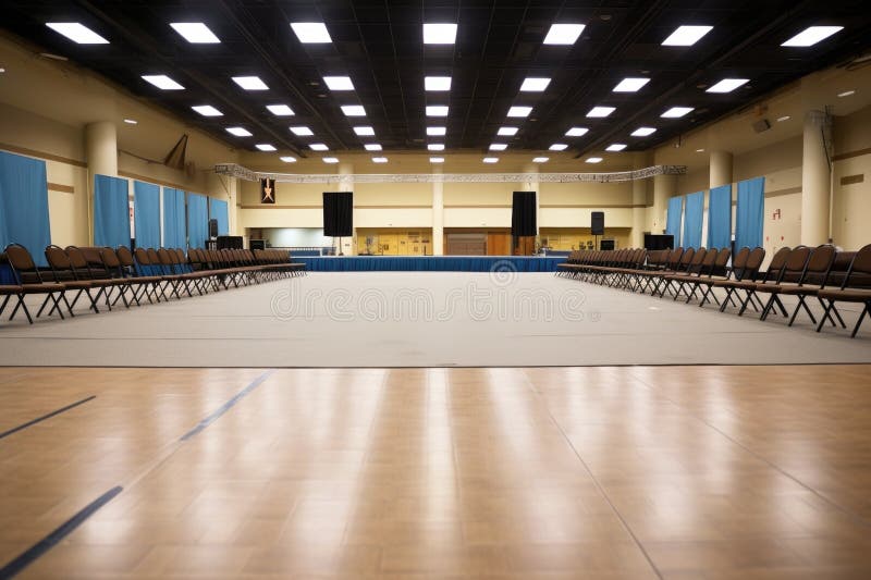 Wide Shot of an Empty Conference Hall Set for a Job Fair Stock Photo ...
