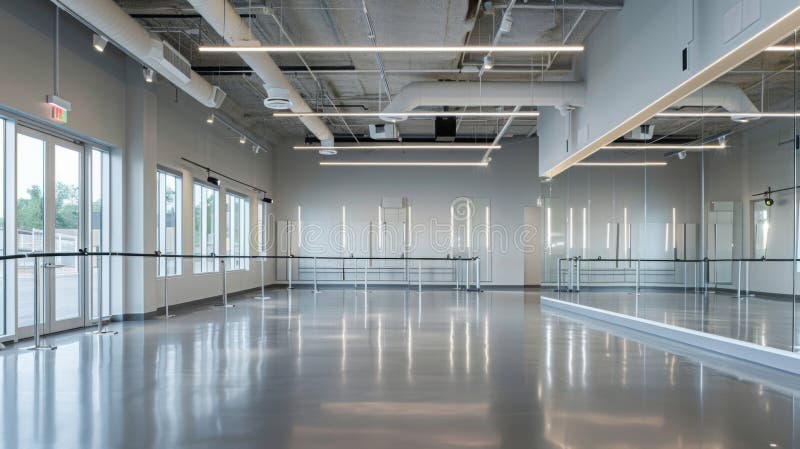 Empty Dance Studio with Mirrors Stock Image - Image of rehearsal ...