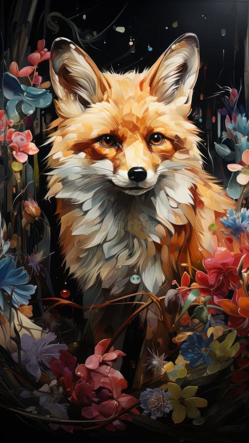 A Wide Shot of a Forest Clearing, with a Blue Fox Standing in the ...