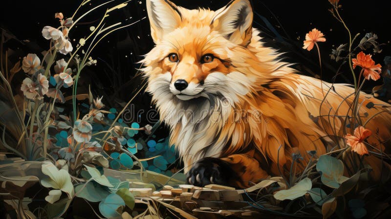 A Wide Shot of a Forest Clearing, with a Blue Fox Standing in the ...