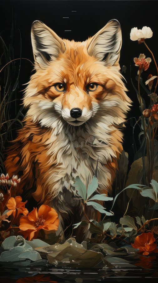 A Wide Shot of a Forest Clearing, with a Blue Fox Standing in the ...