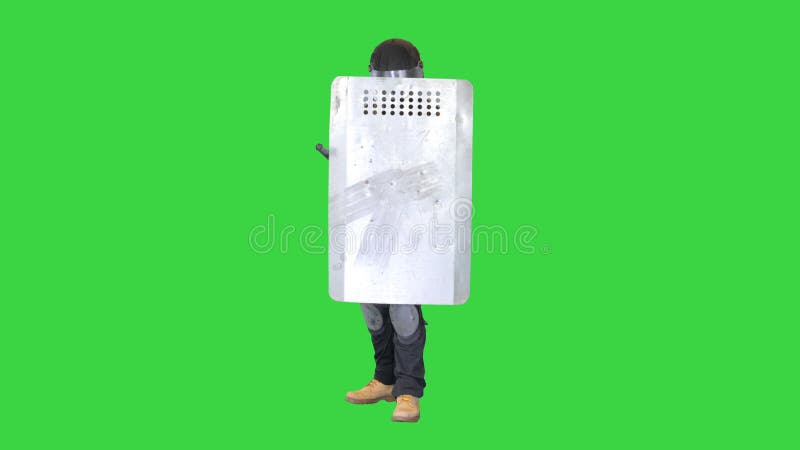 Soldier in Full Uniform Covering with Protective Shield Moving Forward ...