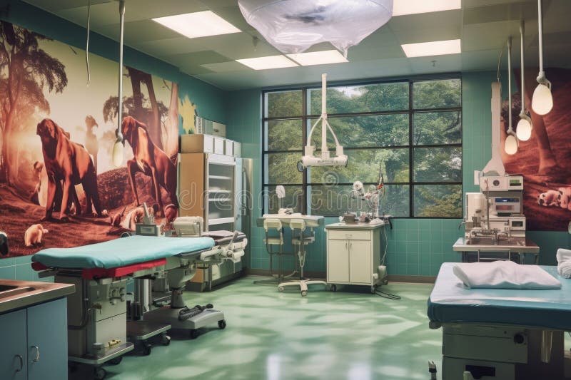 Wide Shot of Operating Room in Vet Clinic Stock Illustration ...