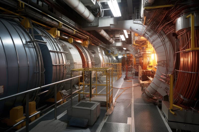 Wide Shot of the Particle Accelerators Interior Structure Stock ...