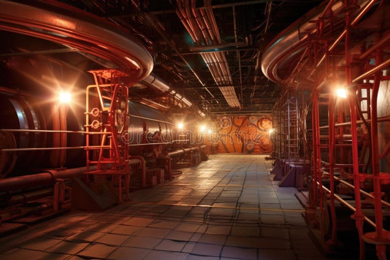Wide Shot of the Particle Accelerators Interior Structure Stock ...