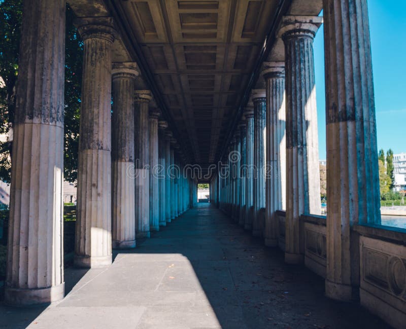 Brown Columns Made of Stones in One Long Row Stock Photo - Image of ...