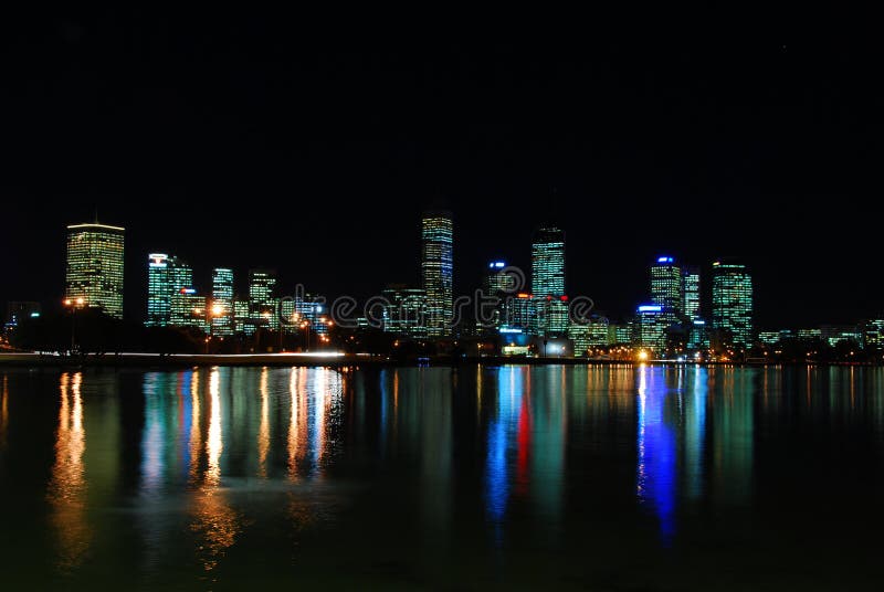 Wide Shot of Perth City Night Stock Image - Image of cityscape, river ...