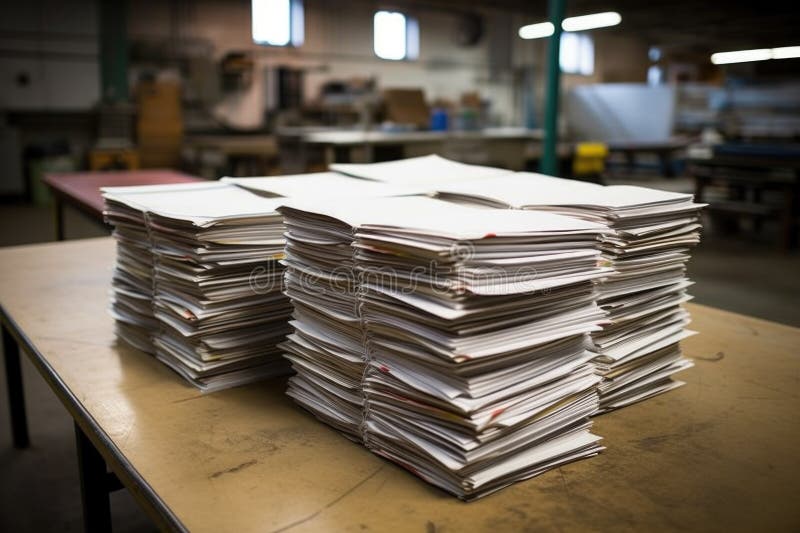 Wide Shot of Script Stacks on Table Stock Image - Image of supplies ...