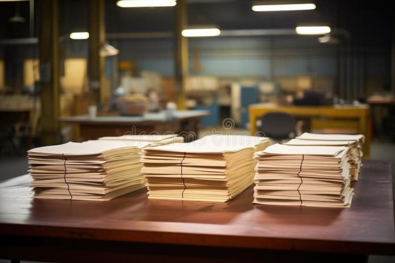 Wide Shot of Script Stacks on Table Stock Illustration - Illustration ...