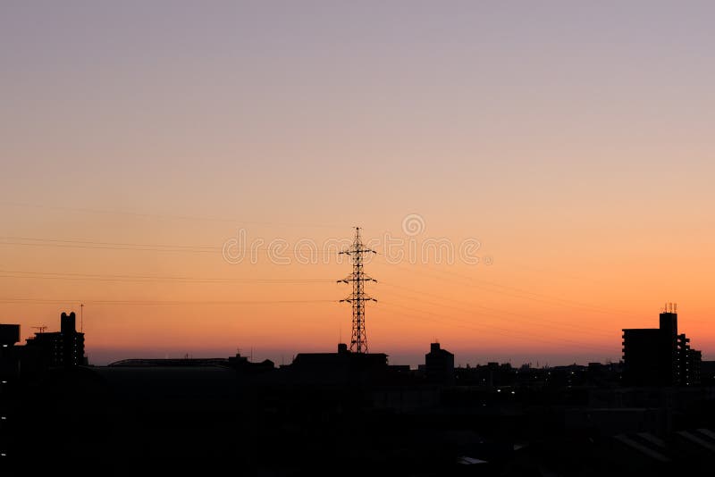 Wide Shot of the Skyline of a Suburban City at Sunset Stock Image ...