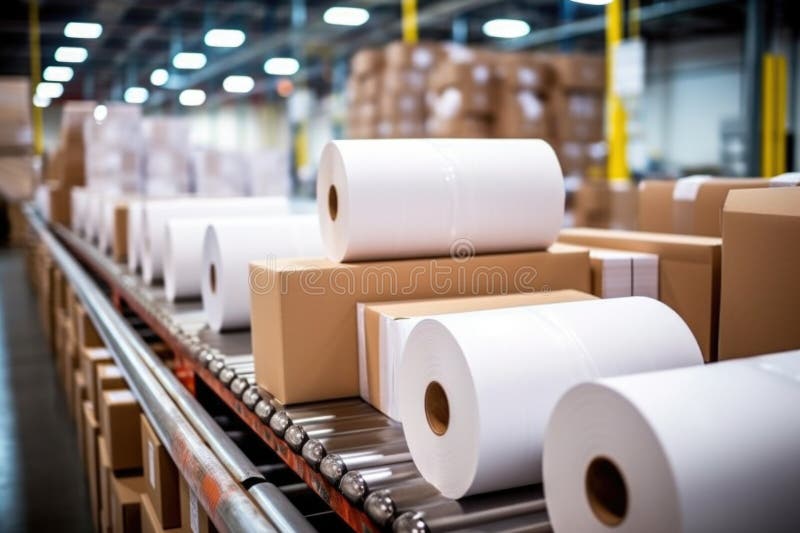 Wide Shot of Thermal Paper Rolls Packed for Shipping Stock Illustration ...