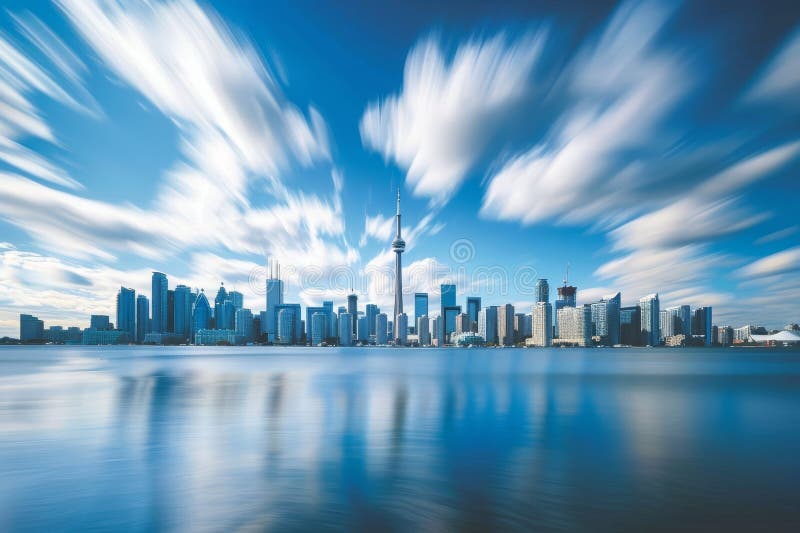 A Wide Shot of the Toronto Skyline with Dramatic Clouds during Sunset ...