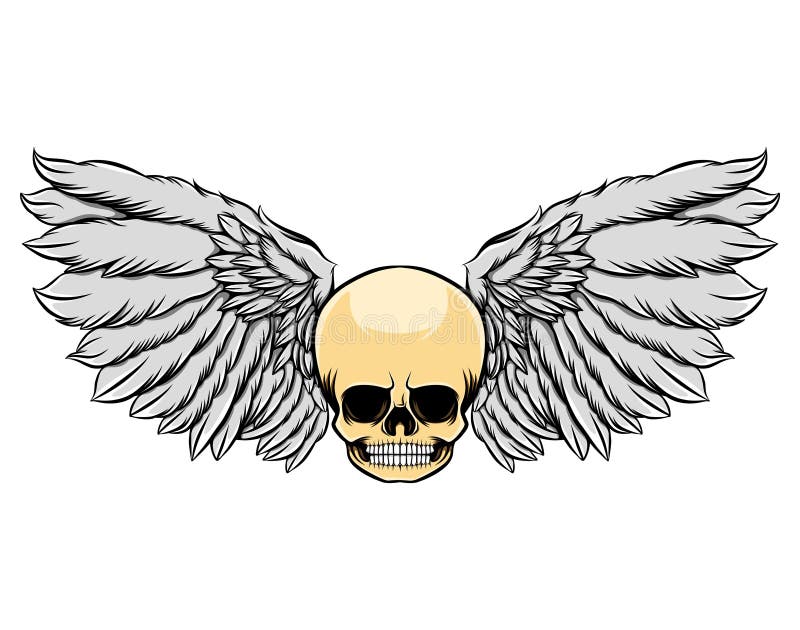 The Wide Skull Forehead with the Teeth and the Grey Wings Stock Vector ...