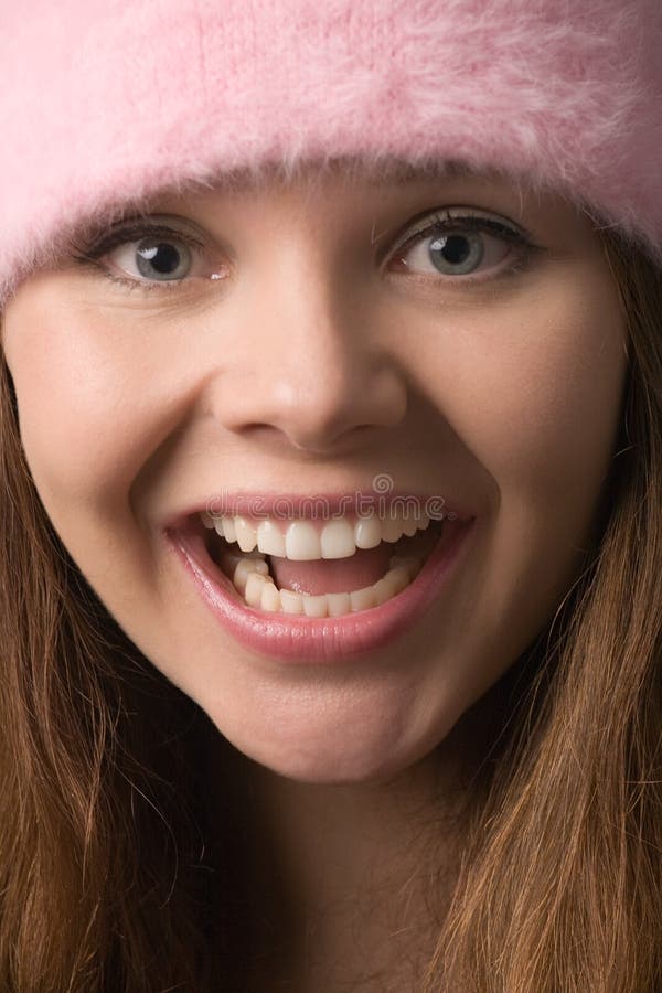 Wide Smile of Young Beautiful Woman, Perfect Healthy White Teeth ...