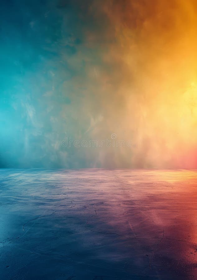 Wide Studio Background with Sleek Light Concrete Floor, Subtle Yellow ...