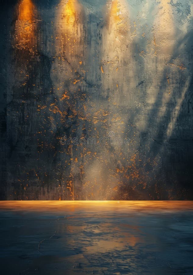 Wide Studio Background with Sleek Light Concrete Floor, Subtle Yellow ...