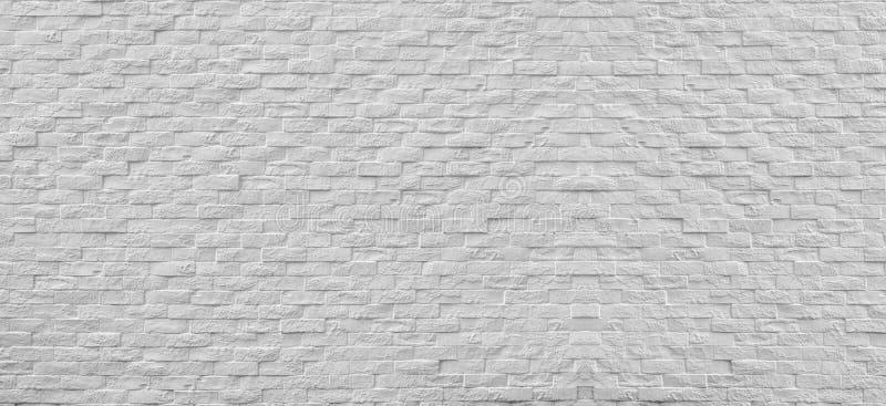 Wide Surface of Vintage White Brick Wall Background Stock Image - Image ...