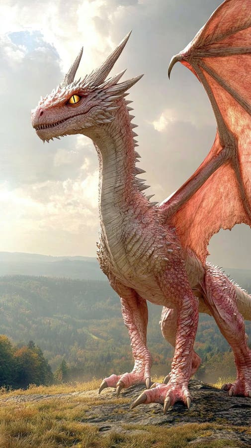 Ruby Dragon Guards a Vast Valley with Her Striking Golden Eyes and ...