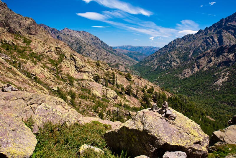 Wide Valley in Corsican Mountains Stock Photo - Image of pine ...