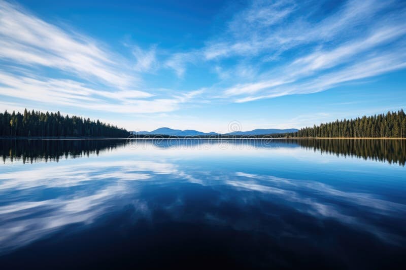 Wide View of a Calm Lake Reflecting Sky Stock Photo - Image of ...