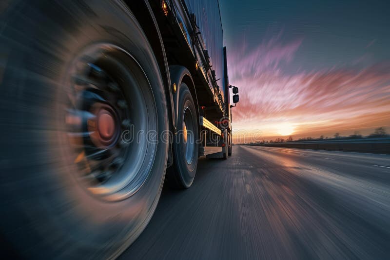 Wide View of a Car on the Road on the Sunset Stock Image - Image of ...