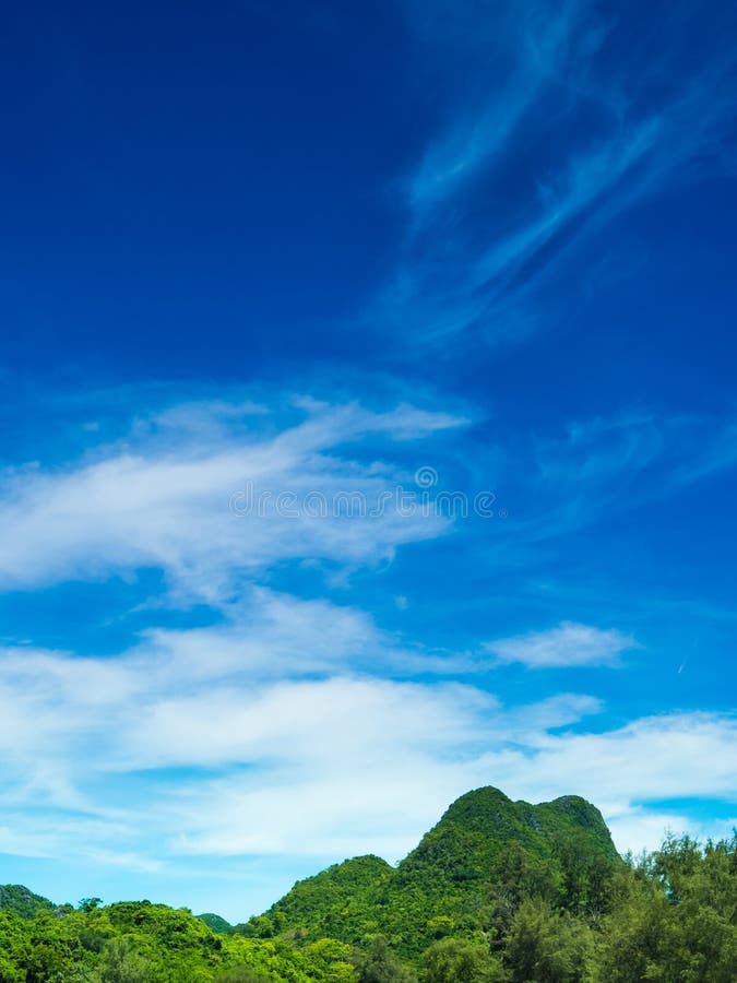 Wide View of Blue Sky and the Mountain with Sunlight Stock Photo ...