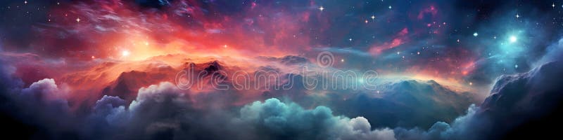 Panorama of Space and Stars Ai Generated. Stock Illustration ...