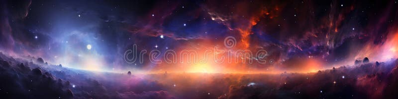 Panorama of Space and Stars Ai Generated. Stock Illustration ...