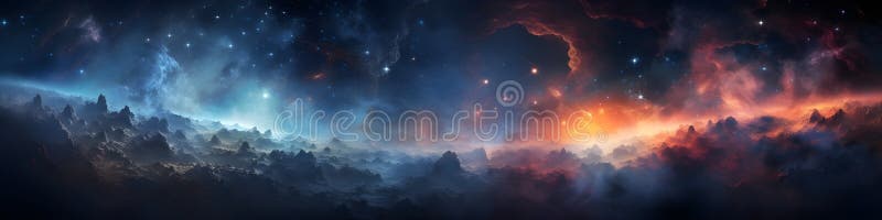 Panorama of Space and Stars Ai Generated. Stock Illustration ...