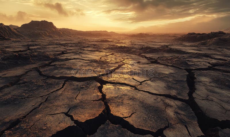 Wide View of a Drought-affected Landscape Stock Image - Image of ...