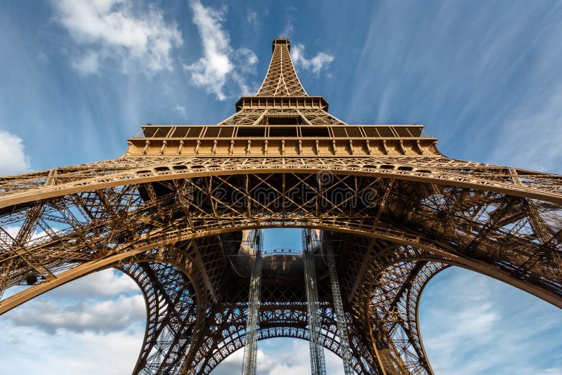 Wide View of Eiffel Tower from the Ground, Paris Stock Image - Image of ...