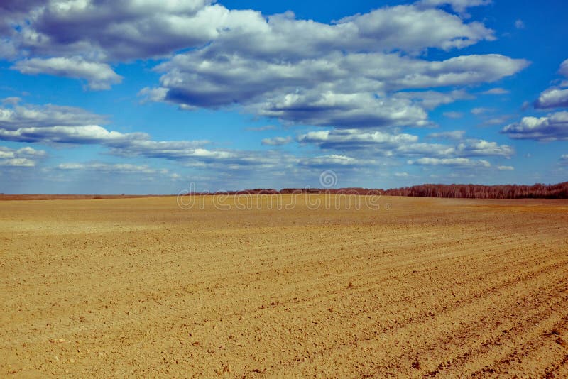 Wide View of an Empty Farmland and the Horizon Stock Photo - Image of ...