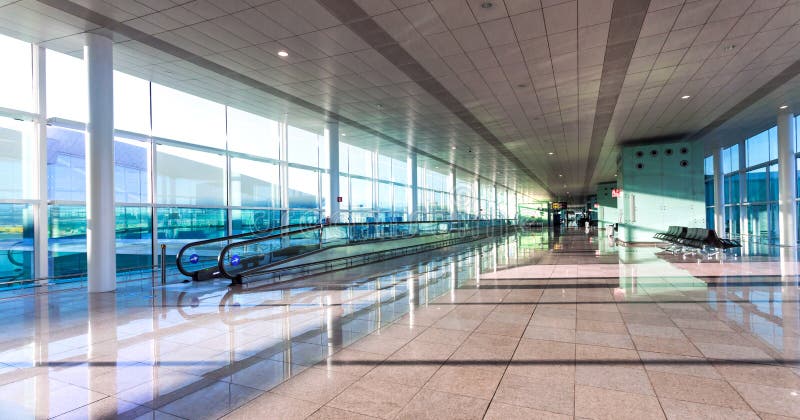 A Wide View of Empty Hall of Hte Modern Airport Stock Photo - Image of ...