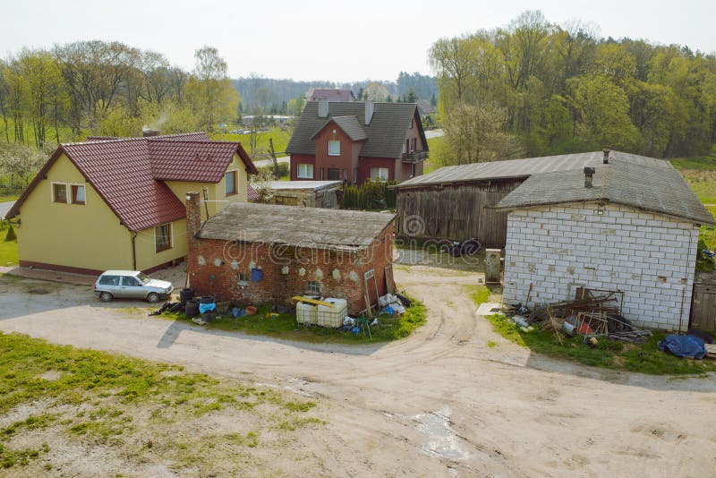 Wide View of Farm Buildings Stock Photo - Image of scenery, building ...