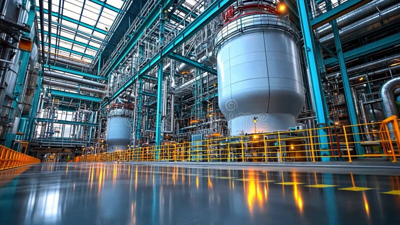 Industrial Facility with Large Storage Tanks and Pipes in a Modern ...