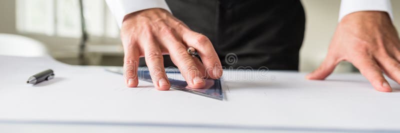 Designer Working on a Project on His Desk Stock Photo - Image of ...
