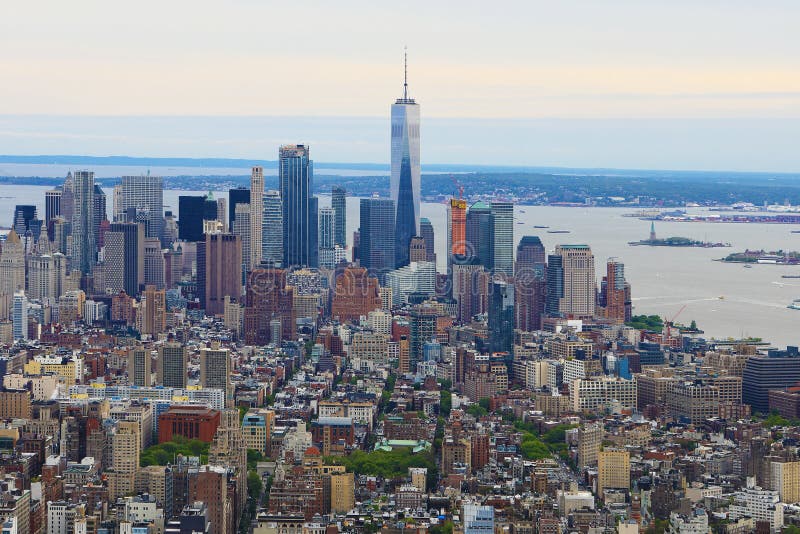 Wide View of Lower Manhattan in New York Stock Image - Image of ...