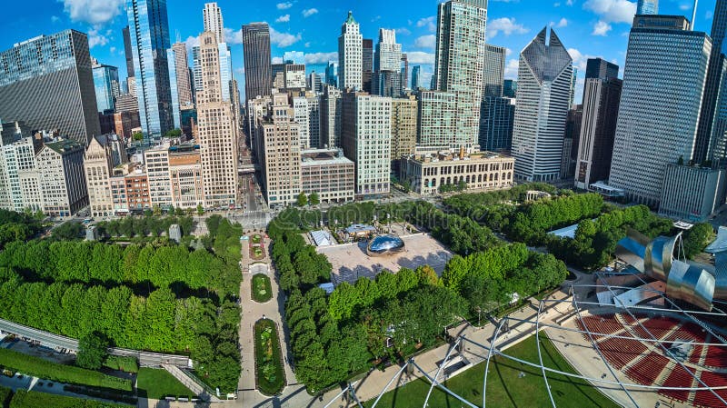 Wide View of Millennium Park from Above in Chicago by Cloud Gate ...