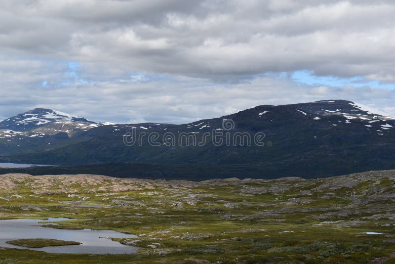 Wide View of Mountain Range and Lake in Swedish Lapland Stock Photo ...