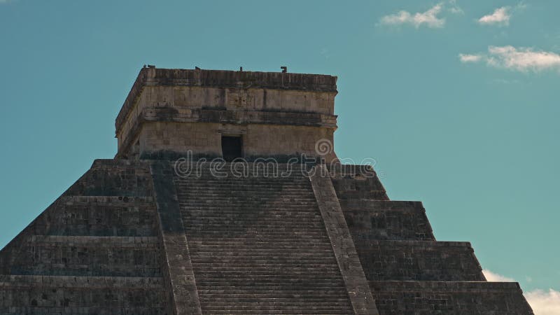 Chichen Itza Pyramid Kukulcan Wide View Sunny Day Blue Sky with Clouds ...
