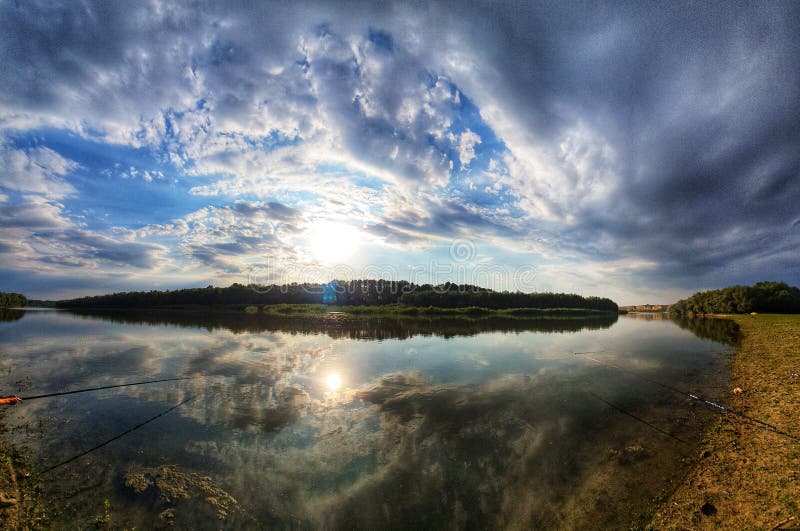 Wide view at the river stock photo. Image of sunlight - 202668920