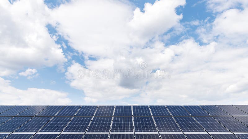 Wide view of solar panels stock photo. Image of nature - 181891638