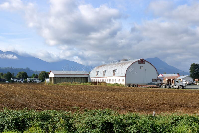 Gothic-Arch Barn and Harvested Corn Field Stock Image - Image of roof ...