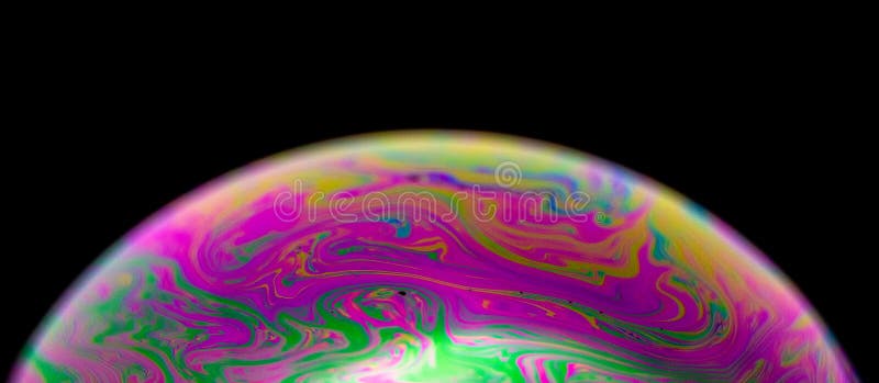 Wide View of Top Half of Bubble Stock Image - Image of swirls, black ...