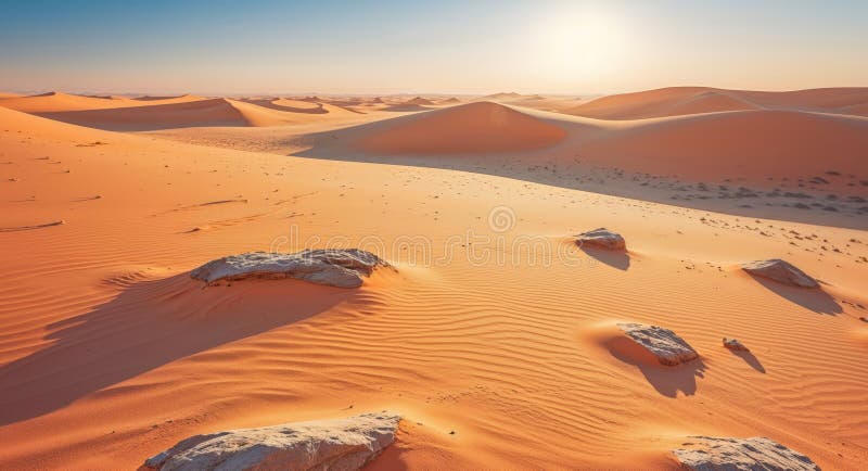 A Wide View of the Wonderful Orange Desert Under a Clear Background ...